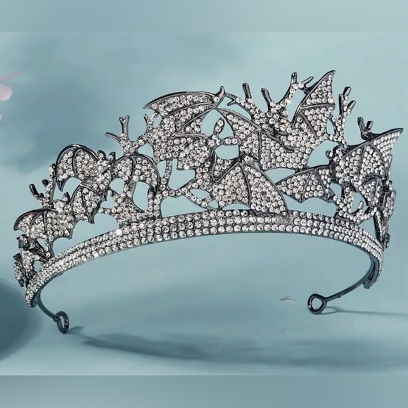 Accessories | Bat Crown Crystal Crown Witch Evil Queen Crown Silver ...